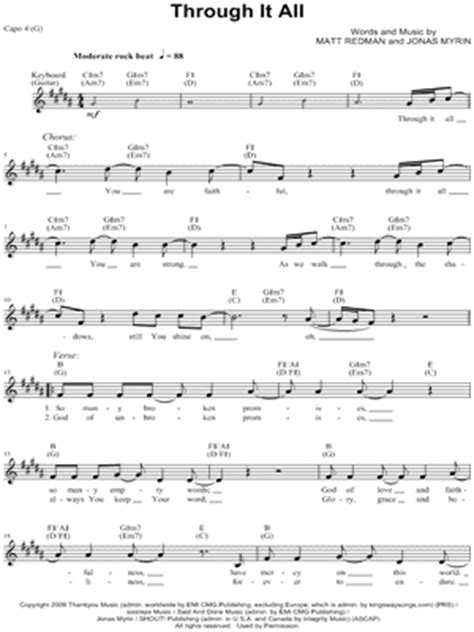 Through It All Sheet Music 1 Arrangement Available Instantly