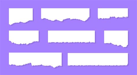 컬러 배경에 찢어진 종이 시트 세트 다양한 모양의 종이 컬렉션은 스크랩 조각을 찢어 버렸습니다 스티커 메모 페이지 스크랩 가장자리가 찢어진 현실적인 찢어진 종이 벡터 0명에