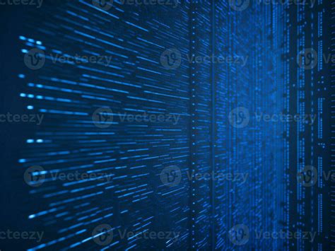 ai generated blue digital binary data on computer screen background