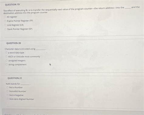 solved and the question 19 the effect of executing bl is to