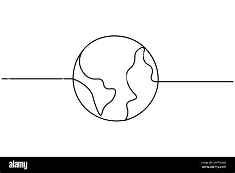 Earth Globe Continuous One Line Drawing Of Isolated Outline Vector Icon