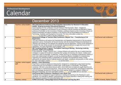 Professional Development Calendar Of Events