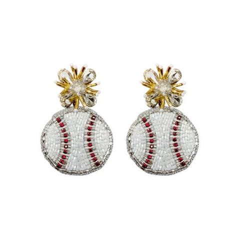 Fancy Baseball Beaded Earrings Tin Lizzies
