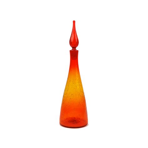 Blenko 920 Flame Tip Decanter Tangerine