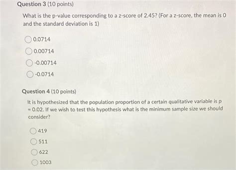 Solved What Is The P Value Corresponding To A Z Score Of Chegg