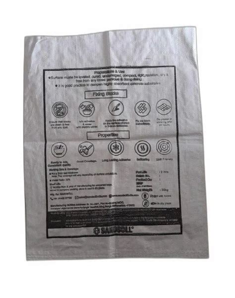 White Printed High Density Polyethylene Bag Thickness 60 Microns