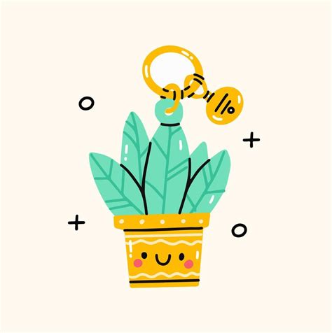 Cute Keychains Modern Key With Pendant Hand Drawn Kawaii Vector
