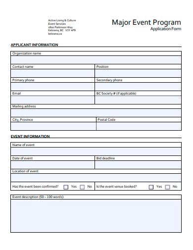 Free 50 Program Application Form Samples In Pdf Ms Word
