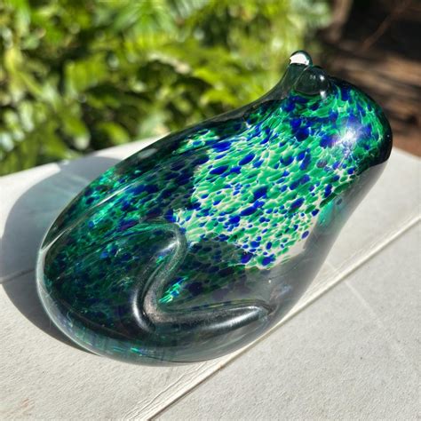 Wedgewood Frog Glass Paperweight Vintage Blue And Green Art Glass Frog Paperweight Etsy