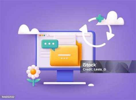 디지털 파일 구성 서비스 또는 데이터 전송 기능이 있는 앱 컴퓨터 모니터에 문서가 있는 노란색 폴더입니다 3d 벡터 그림입니다 3차원 형태에 대한 스톡 벡터 아트 및 기타