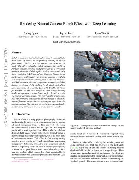 Rendering Natural Camera Bokeh Effect With Deep Learning Deepai