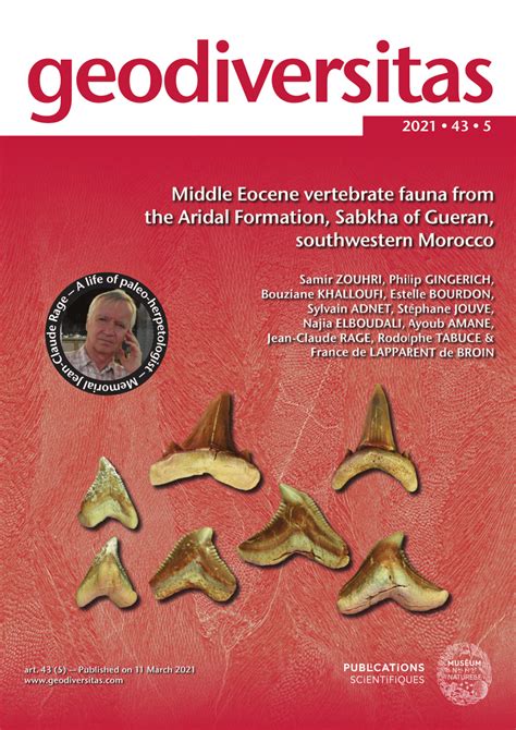 Pdf 2021 Zouhri Et Al Gueran Eocene Bartonian Fauna G2021v43a5 Pdfa