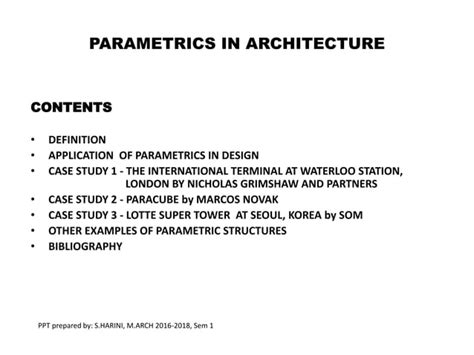 Parametrics In Architecture Pptx Physics Science