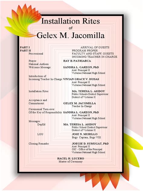 Installation Rites Program Pdf