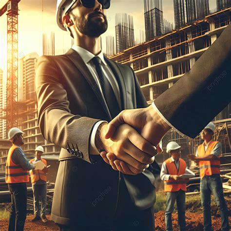 Dealing Successful Contract Civil Engineer Handshake Background