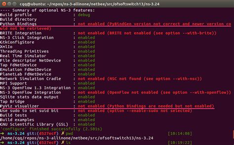 ns3 pybindgen版本不符无法使用pyviz build failed task in pybindgen ns3