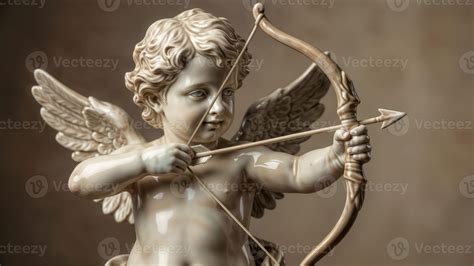 Porcelain Cupid Angel Figurine Aiming Bow And Arrow 77226645 Stock