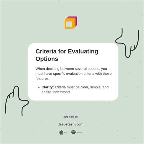 Criteria For Evaluating Options Deepstash