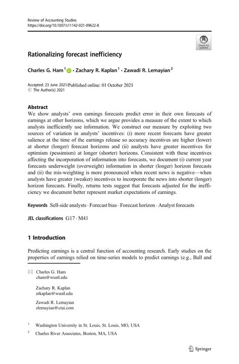 Pdf Rationalizing Forecast Inefficiency