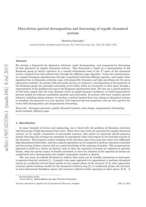 Solution Data Driven Spectral Decomposition And Forecasting Of Ergodic