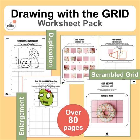 Grid Method Drawing Worksheets Secondary Art Sub Lesson Early Finisher