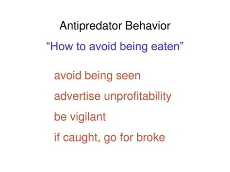 Ppt Antipredator Behavior “how To Avoid Being Eaten” Powerpoint