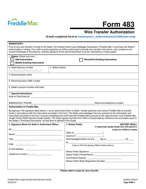 Wire Transfer Authorization Form Template
