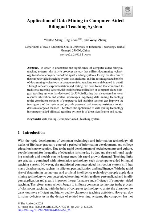 Pdf Application Of Data Mining In Computer Aided Bilingual Teaching System