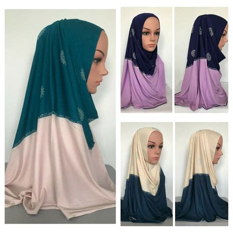 160 60cm Cotton Jersey Stretchable Scarf Hijab Muslim Head Cover Etsy