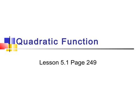 5 1 Quadratic Functions Ppt