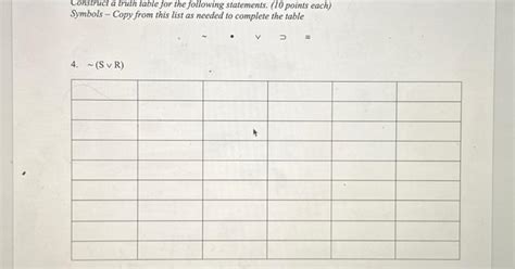 Construct A Truth Table For The Following Statements Chegg
