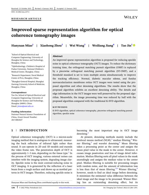 Improved Sparse Representation Algorithm For Optical Coherence