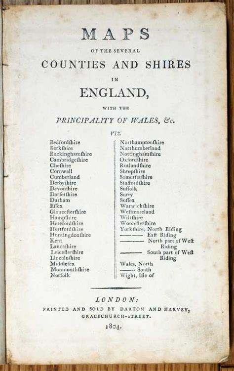 Maps Of The Several Counties And Shires In England