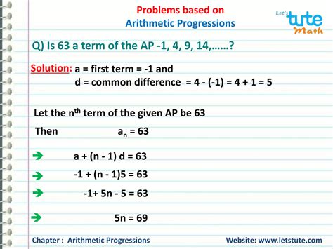 Arithmetic Progressions Poblem Based Arithmetic Progressions Pptx