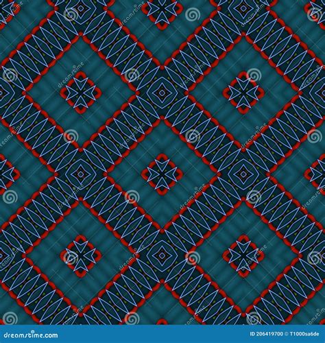 Seamless Pattern With Symmetric Geometric Ornament Stock Illustration