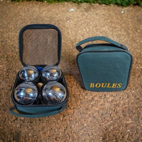 Boules Petanque Set With Jack And Measure French Game Metal Chrome