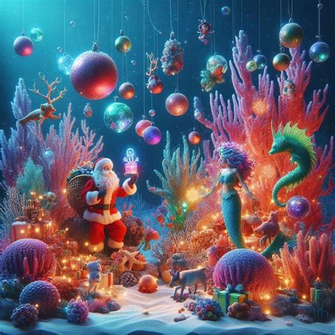 Christmas Underwater Scene Premium Ai Generated Image