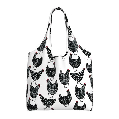 Wukai Retro Rooster Sturdy And Stylish Reusable Canvas Tote Bag Eco