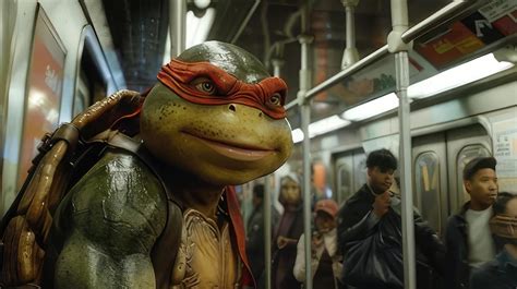 A Turtle On A Subway Train Captured Beautifully Premium Ai Generated Image