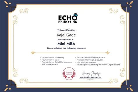 Kajal Gade On Linkedin I Am Thrilled To Announce That I Have Successfully Completed Mini Mba From