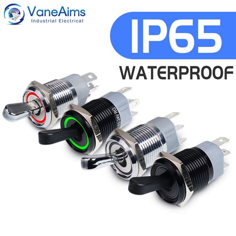 Jual 16MM Metal Toggle Switch Waterproof LED Light Self Locking 2 Position On Off Micro Button