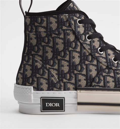 B23 League High Top Sneaker Beige And Black Dior Oblique Jacquard Dior
