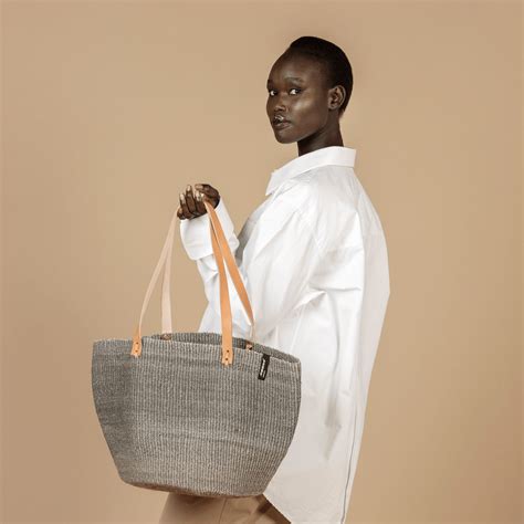 Grey Handwoven Sisal Kiondo Shopper Basket M