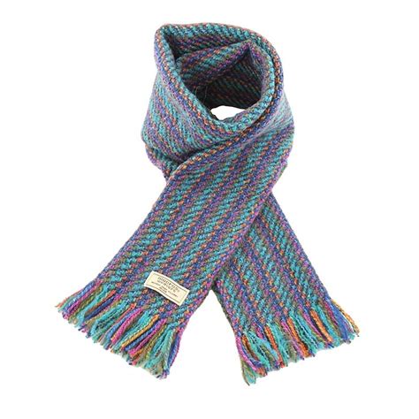 Muckross Weavers Mucros Weavers Merino Scarf Blue Rainbow Clothing