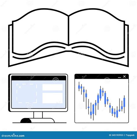 Open Book Computer Screen With Graph And Analytics Chart Representing
