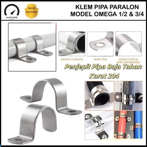 Jual Klem Pipa Paralon Model Omega Klem Pipa Omega Plat Besi Seng 12 34 Inch Clamps Omega