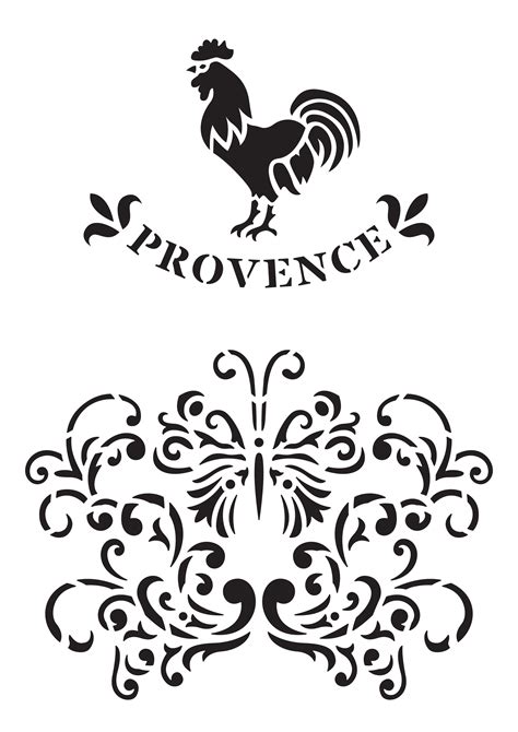Provence Cockerel Reusable Stencil Non Adhesive Or Self Adhesive