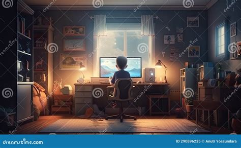 Genius Little Boy As A Hacker Is Coding And Programming On Computer Technology Generative Ai
