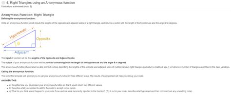 Solved 4 Right Triangles Using An Anonymous Function 0