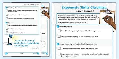 Exponents Skills Checklist Grade 7